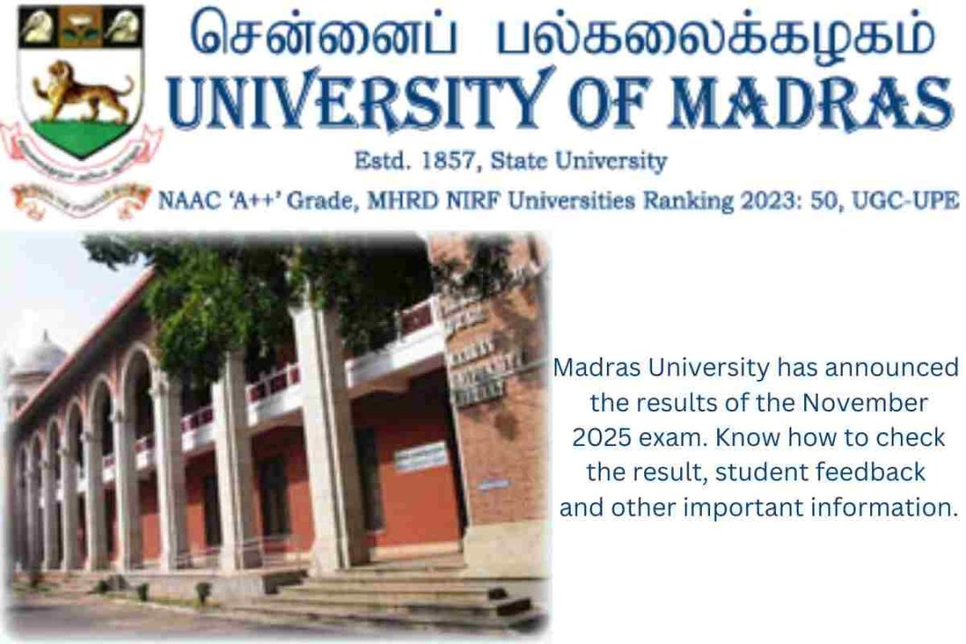 Madras University Result 2025 November Exam Results Declared